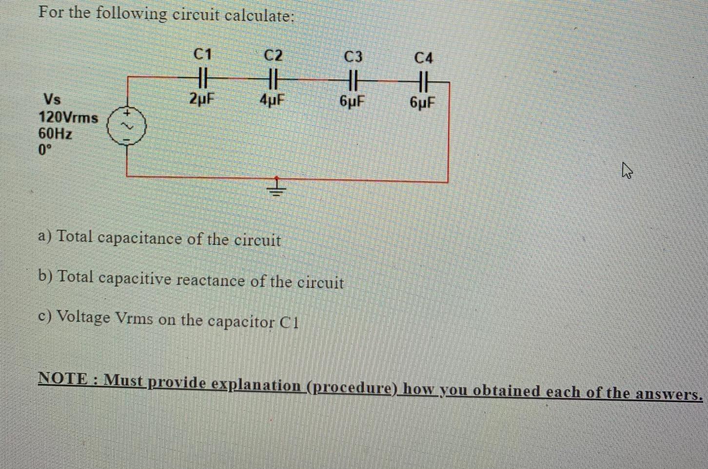 Solved For the following circuit calculate: C1 11 2pF C2 TH | Chegg.com