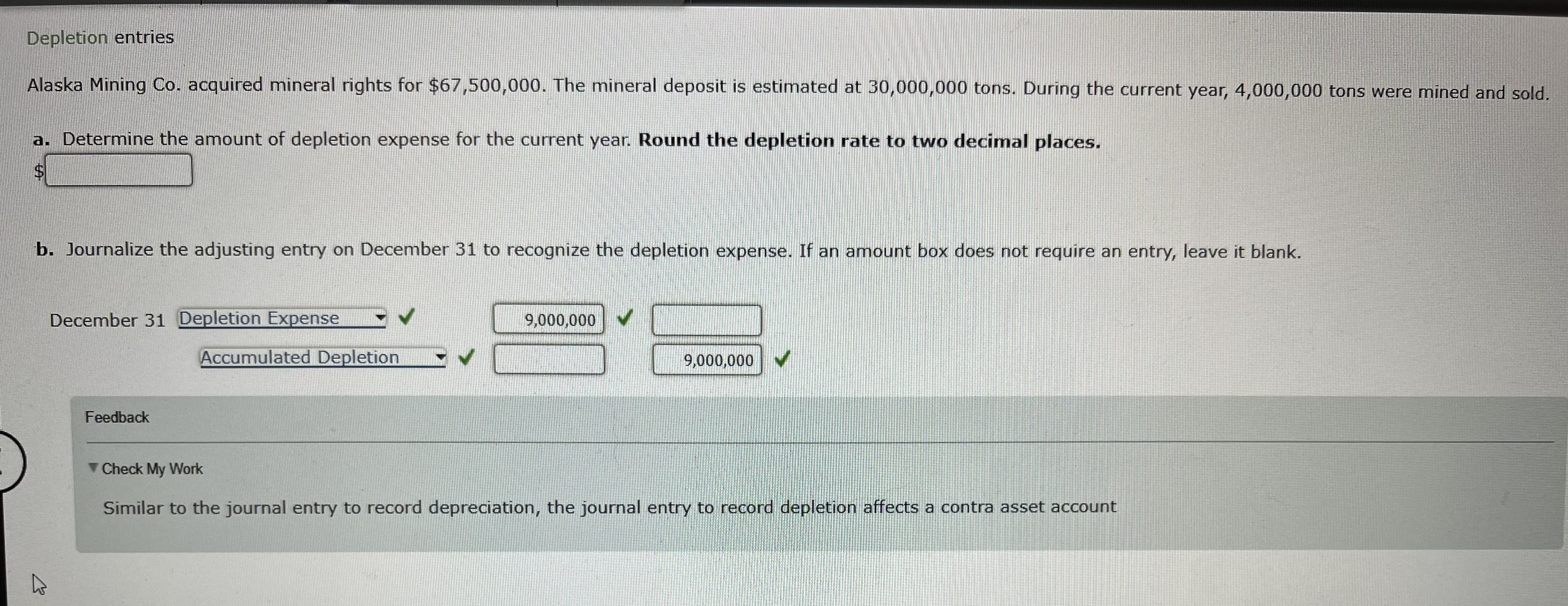 Solved Depletion entriesa. ﻿Determine the amount of | Chegg.com