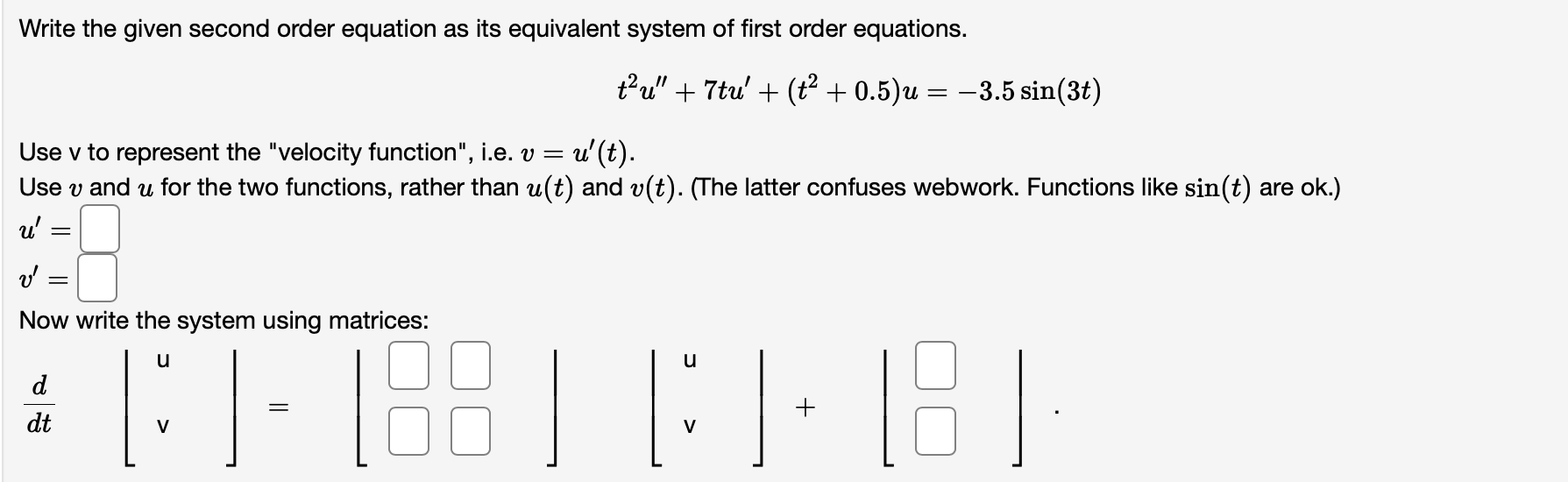 Solved Write The Given Second Order Equation As Its 4371
