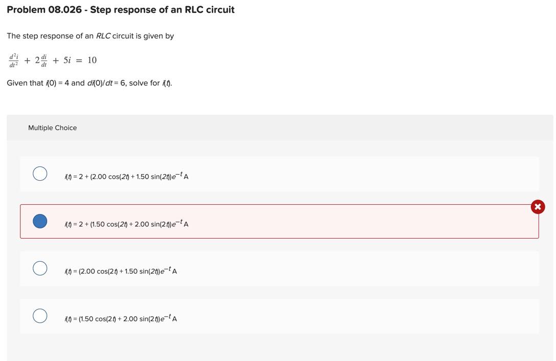 Solved Problem 08.026 - Step response of an RLC circuit The | Chegg.com