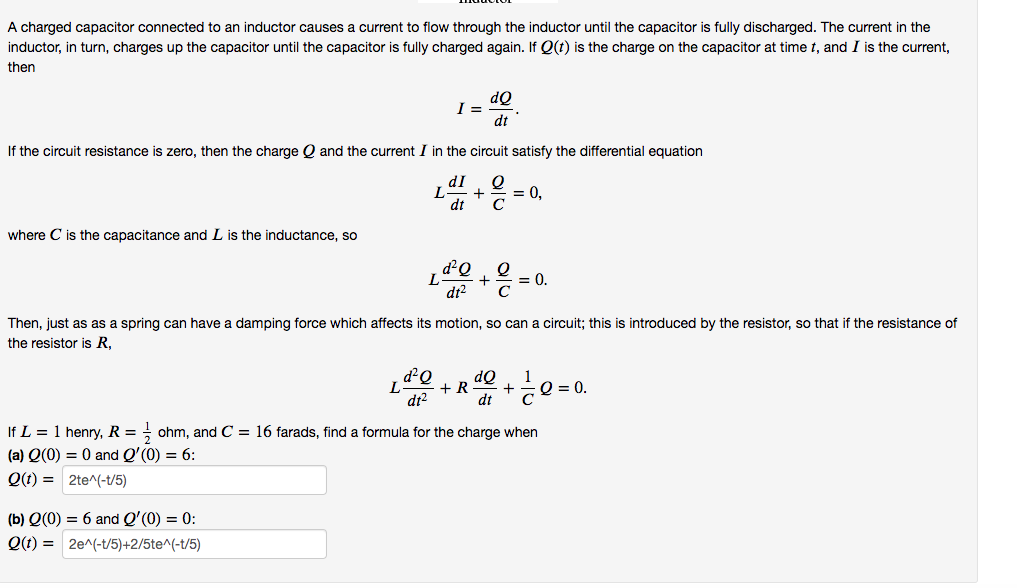 Solved A charged capacitor connected to an inductor causes a | Chegg.com
