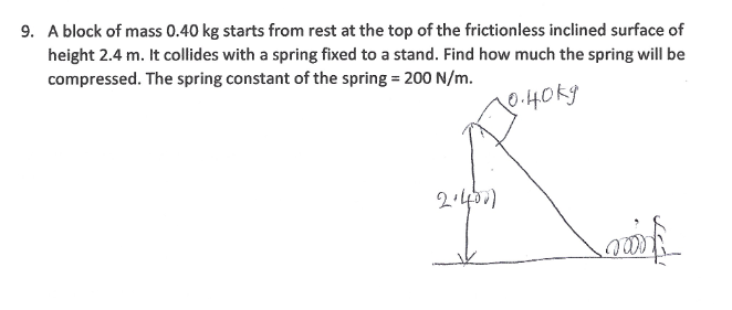 Solved 9. A block of mass 0.40 kg starts from rest at the | Chegg.com
