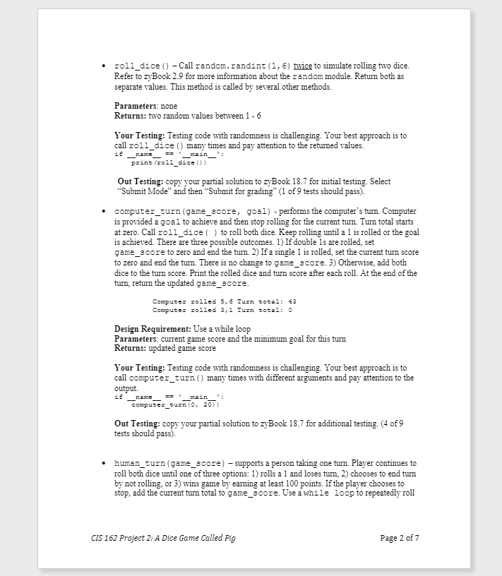 Solved Please help me asap Need help coding "A dice game | Chegg.com