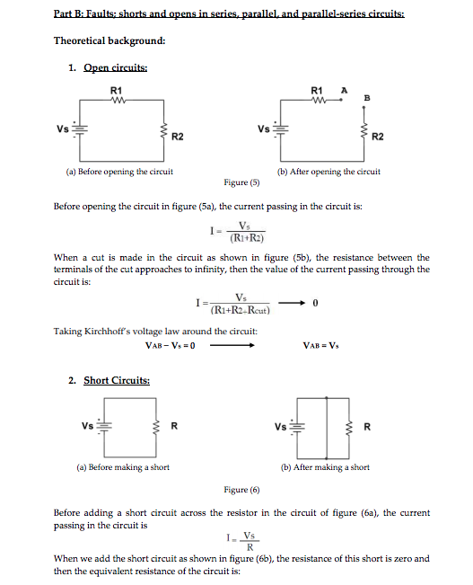Part B: Faults; shorts and opens in series, parallel, | Chegg.com