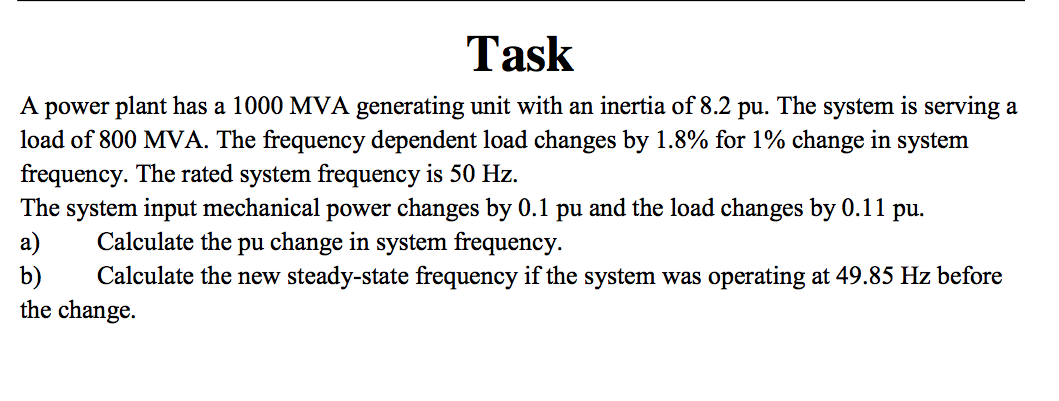 Solved Task A power plant has a 1000 MVA generating unit | Chegg.com