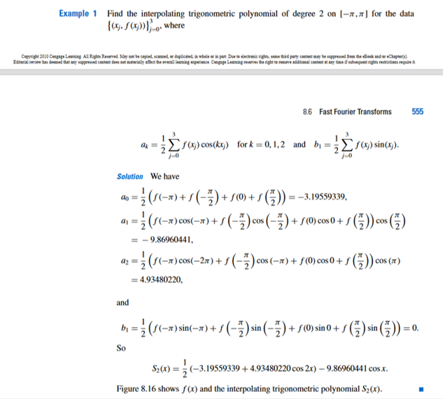Solved how can I Find the interpolating trigonometric | Chegg.com