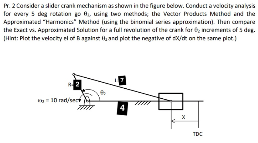 Solved Pr. 2 Consider a slider crank mechanism as shown in | Chegg.com