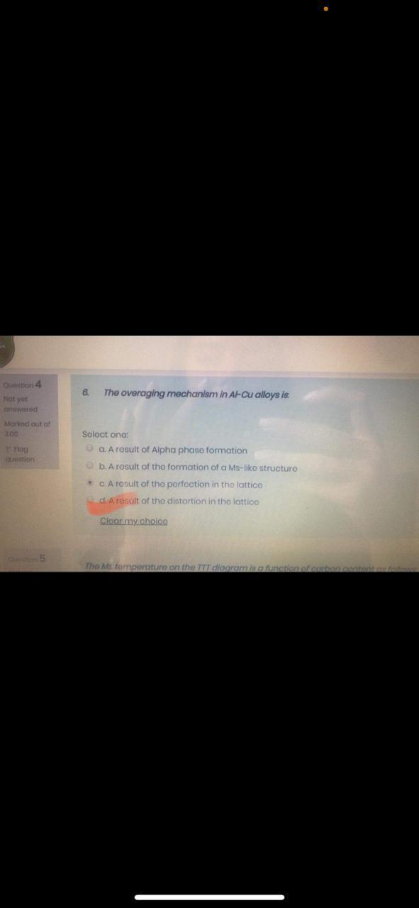 Solved Question 4 Not you The overaging mechanism in Al-Cu | Chegg.com