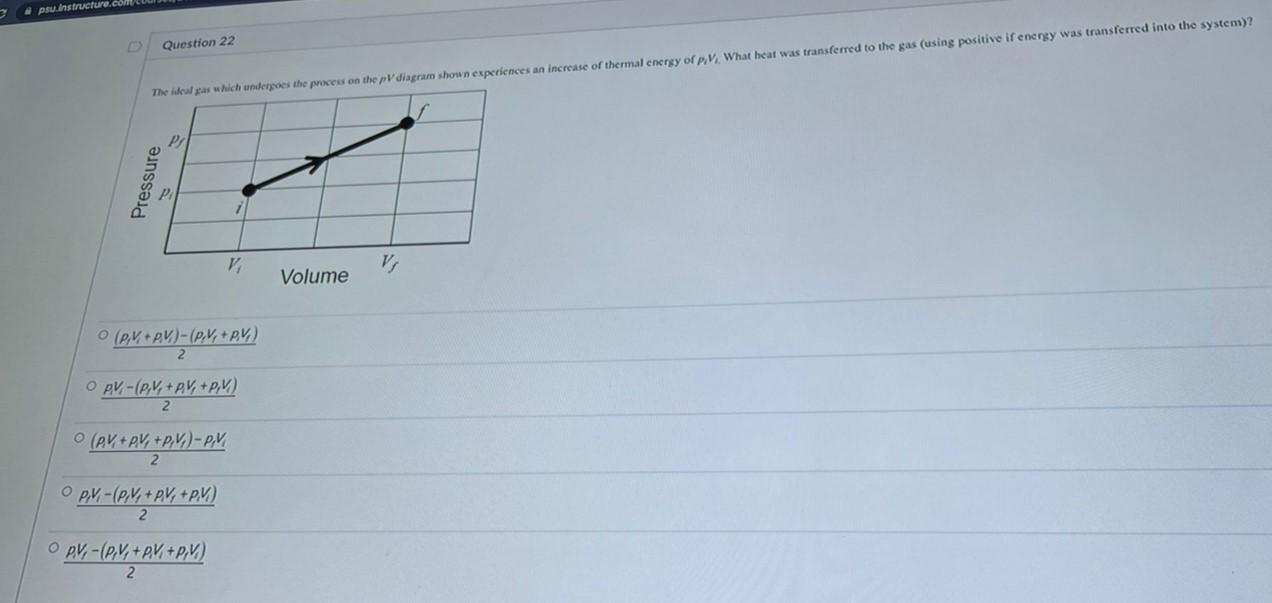 Solved 2 psu instructure.com Question 22 The ideal gas which | Chegg.com