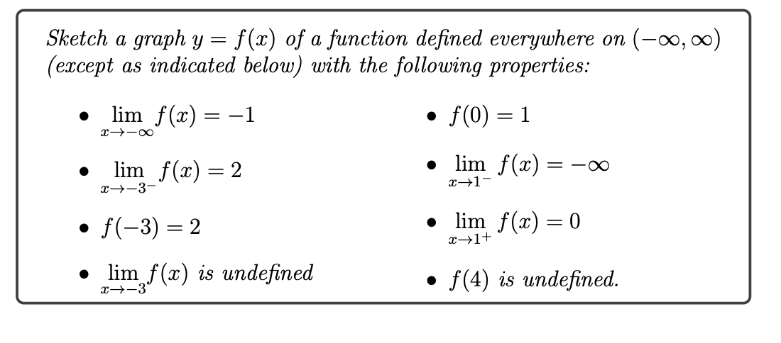 Solved Sketch a graph y = f(x) of a function defined | Chegg.com