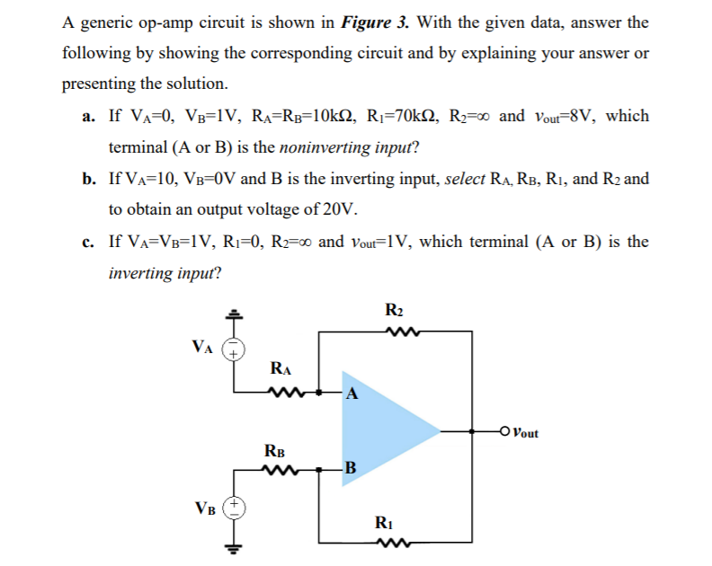 Solved A generic op-amp circuit is shown in Figure 3. With | Chegg.com