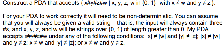 Solved Construct a PDA that accepts { x#y#z#w | X, Y, Z, w | Chegg.com