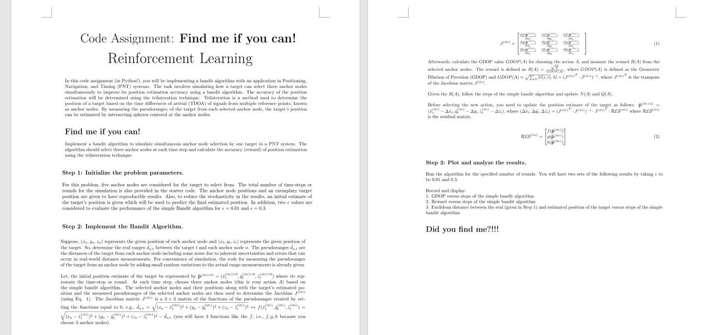 Solved Code Assignment: Find me if you can!Reinforcement | Chegg.com