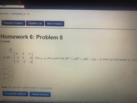 Solved ng-2022/ homework 6/8 Previous Problem Problem List | Chegg.com