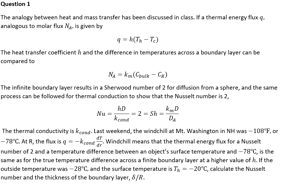 Solved The analogy between heat and mass transfer has been | Chegg.com