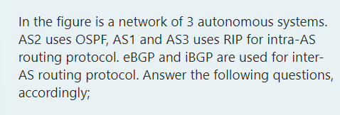 Solved In the figure is a network of 3 autonomous systems. | Chegg.com