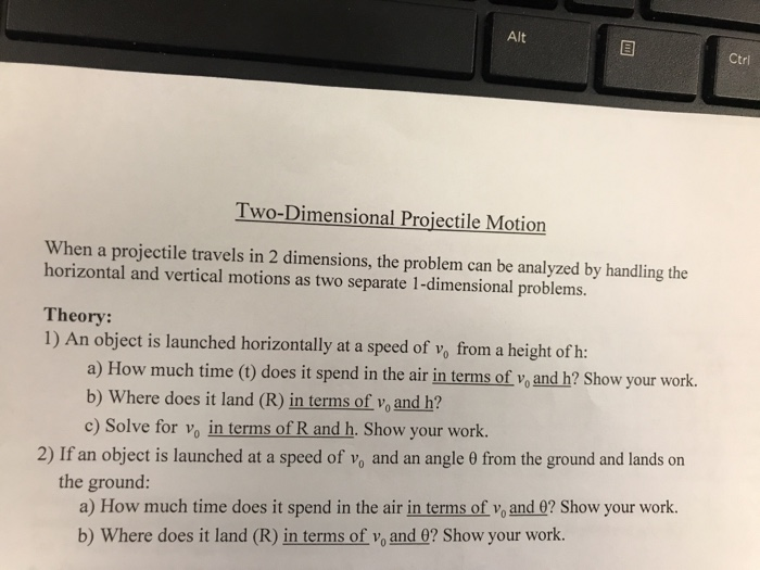 Solved Alt Ctri Two-Dimensional Projectile Motion When a | Chegg.com Solved Alt Ctri Two-Dimensional Projectile Motion When a | Chegg.com