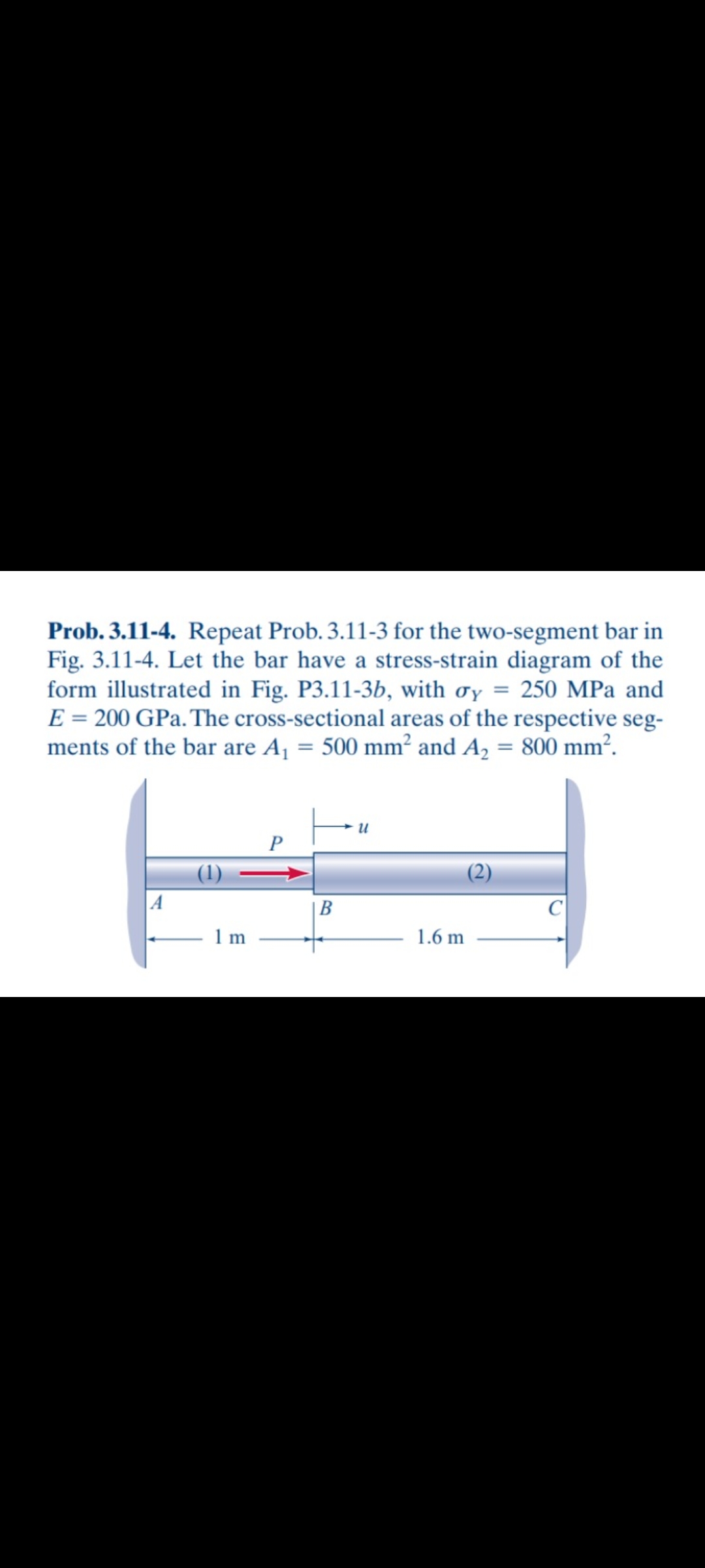Prob. 3.11-3. The two-segment statically | Chegg.com