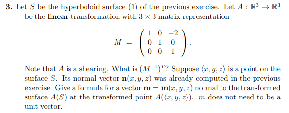 Solved R3 3. Let S be the hyperboloid surface (1) of the | Chegg.com