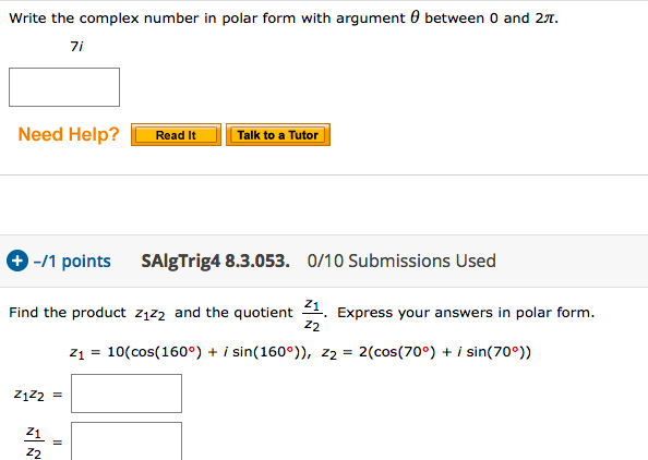 Solved 1) Write the complex number in polar form | Chegg.com