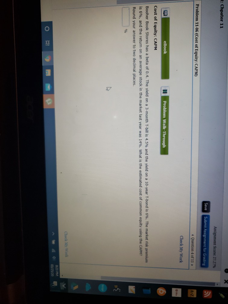 Solved t: Chpater 11 Assignment Score: 27.27% Save Submit | Chegg.com