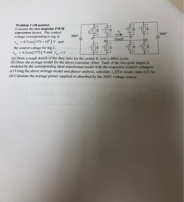 Solved Problem 1 (30 points): Consider the two unipolar PWM | Chegg.com