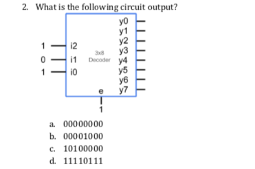 Solved 2. What is the following circuit output? yo y1 y2 y3 | Chegg.com