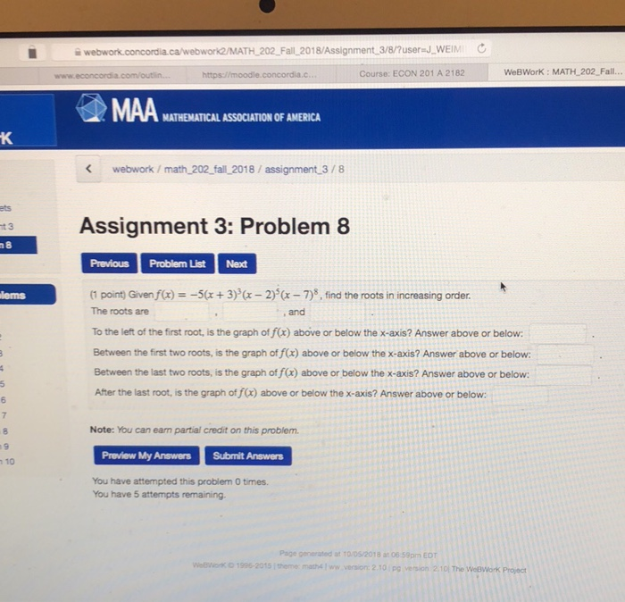 Solved i webwork. MATH 202 Fall 2018/Assignment 3/8/7useraJ | Chegg.com Solved i webwork. MATH 202 Fall 2018/Assignment 3/8/7useraJ | Chegg.com