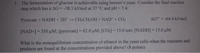 Solved The fermentation of glucose is achievable using | Chegg.com