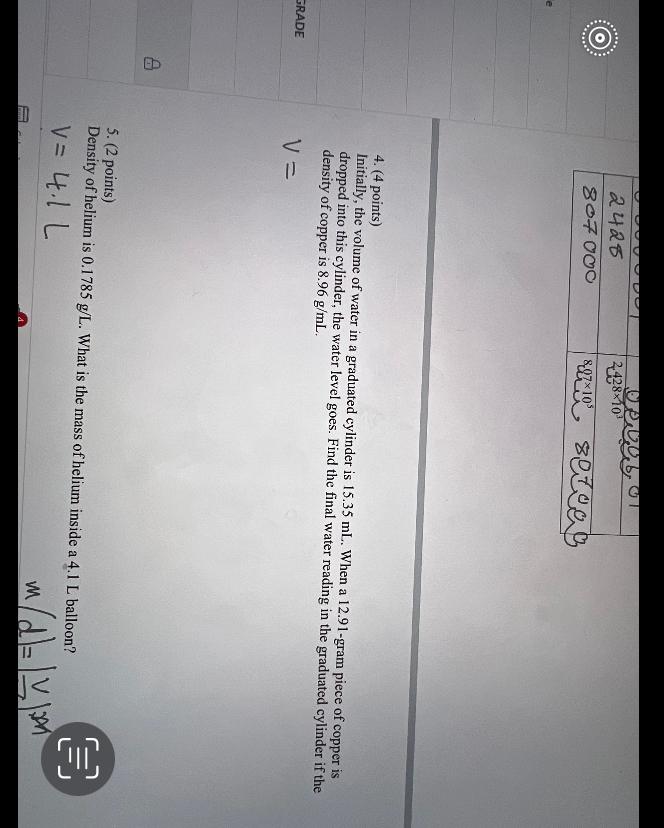 Solved 4. (4 points) Initially, the volume of water in a | Chegg.com