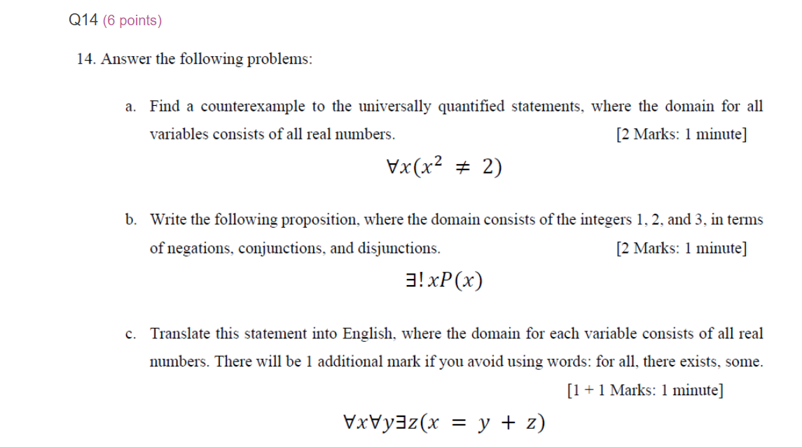 Solved Q14 (6 points) 14. Answer the following problems: a. | Chegg.com
