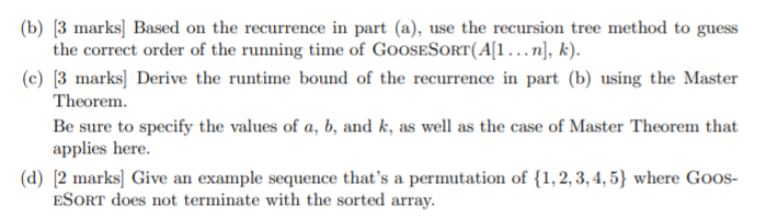 3. [10 marks] Recurrences. Consider the following | Chegg.com
