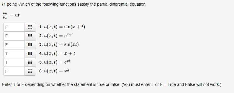 Solved (1 point) Which of the following functions satisfy | Chegg.com
