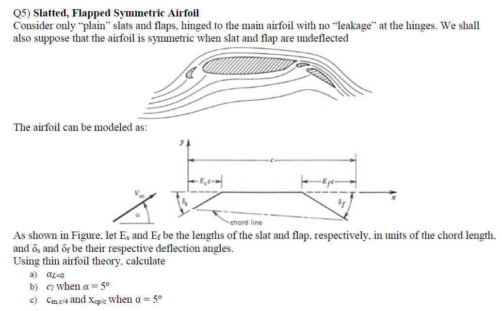 Q5) Slatted, Flapped Symmetric Airfoil Consider only | Chegg.com
