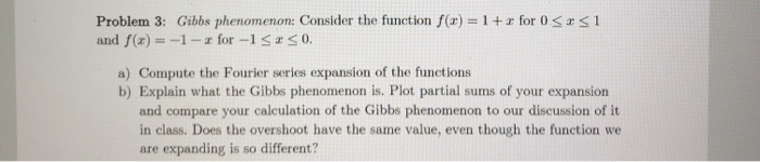 Solved Problem 3: Gibbs phenomenon: Consider the function | Chegg.com