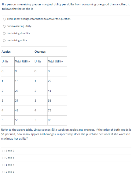 Solved If a person is receiving greater marginal utility per | Chegg.com