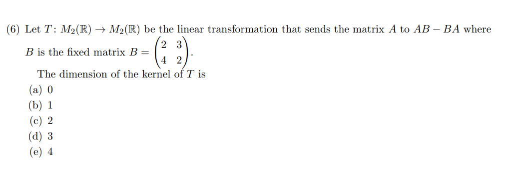 Solved 6) Let T: M2(R)M2(R) be the linear transformation | Chegg.com