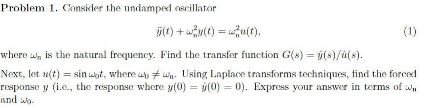 Solved Problem 1. Consider the undamped oscillator | Chegg.com