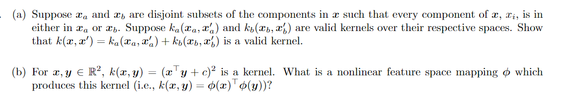(a) Suppose xa and xb are disjoint subsets of the | Chegg.com