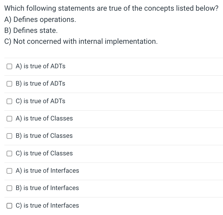 Solved Which following statements are true of the concepts | Chegg.com