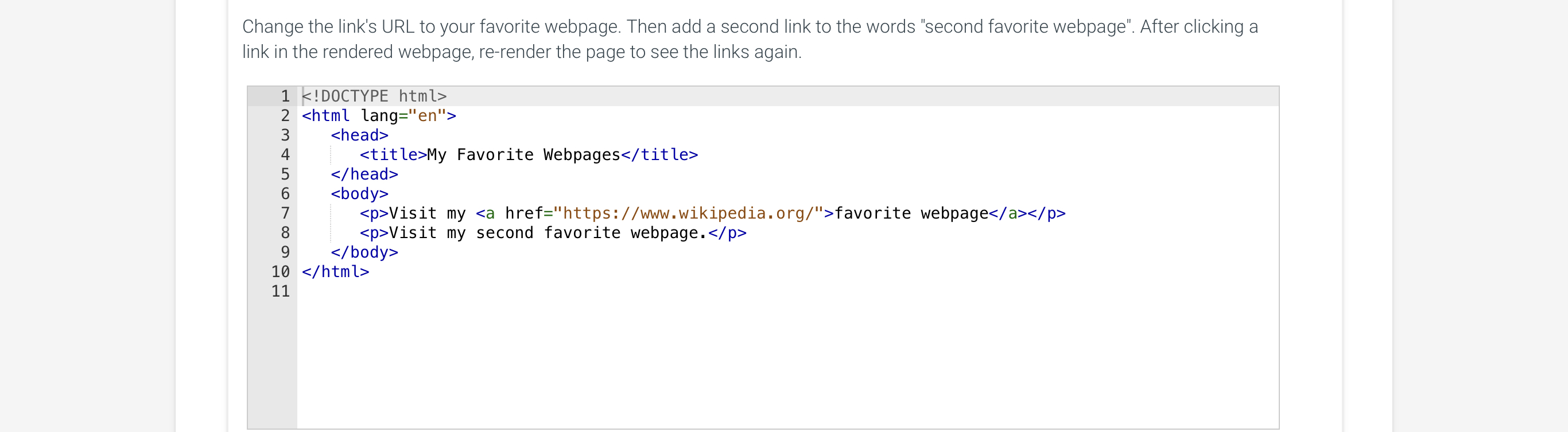 Solved Change the link's URL to your favorite webpage. Then | Chegg.com