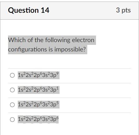 Solved Which of the following electron configurations is | Chegg.com