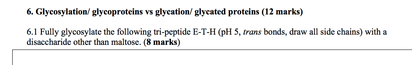 6. Glycosylation/ glycoproteins vs glycation/ | Chegg.com