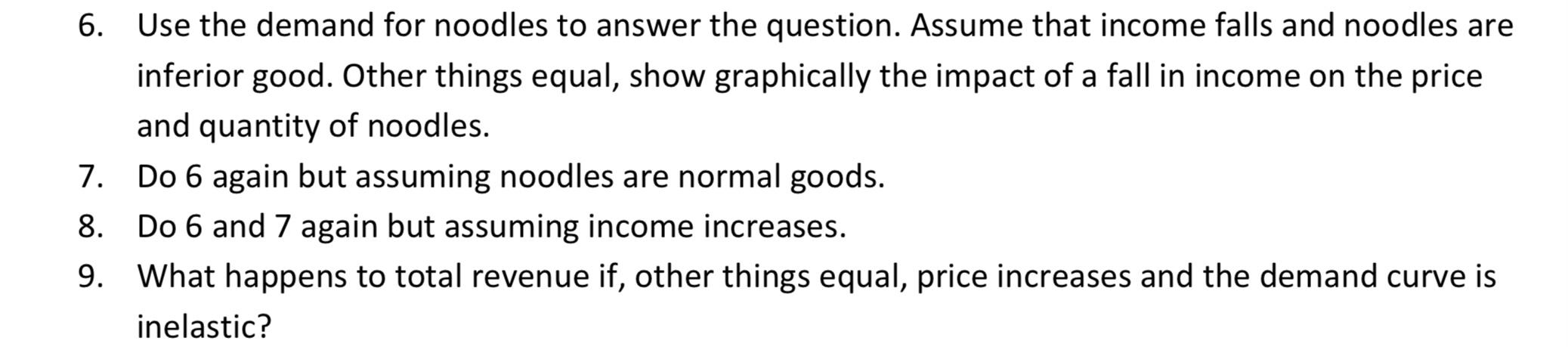 Solved 6. Use the demand for noodles to answer the question. | Chegg.com