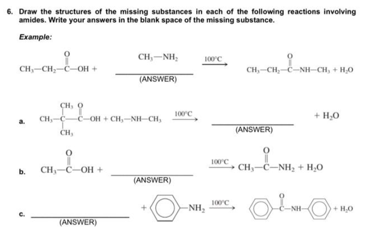 Solved 6. Draw the structures of the missing substances in | Chegg.com