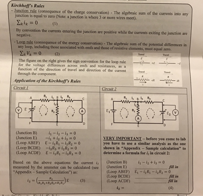Solved Kirchhoff's Rules - Junction rule (consequence of the | Chegg.com