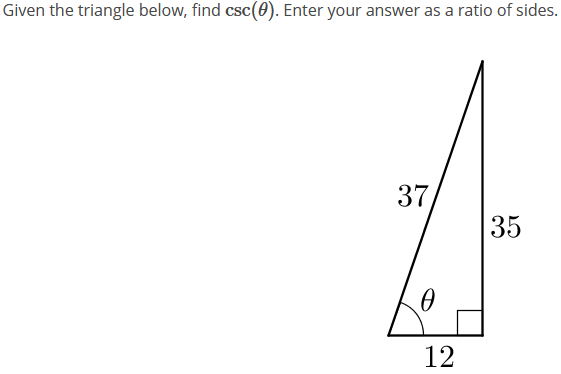 Solved Given the triangle below, find csc(O). Enter your | Chegg.com