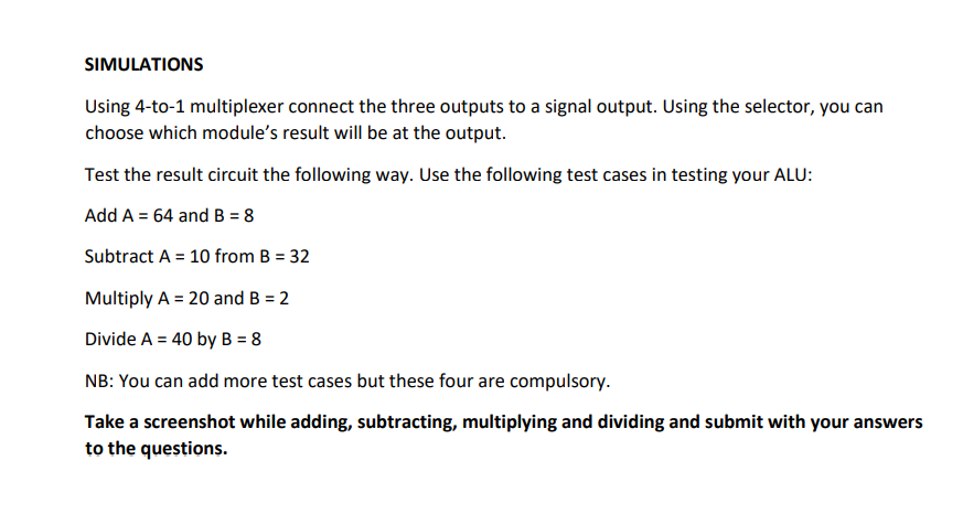 Solved AIM: Design an 8bit ALU Using Logisim OBJECTIVES: | Chegg.com