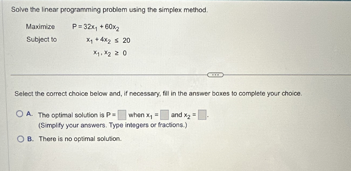 Solved Solve the linear programming problem using the | Chegg.com