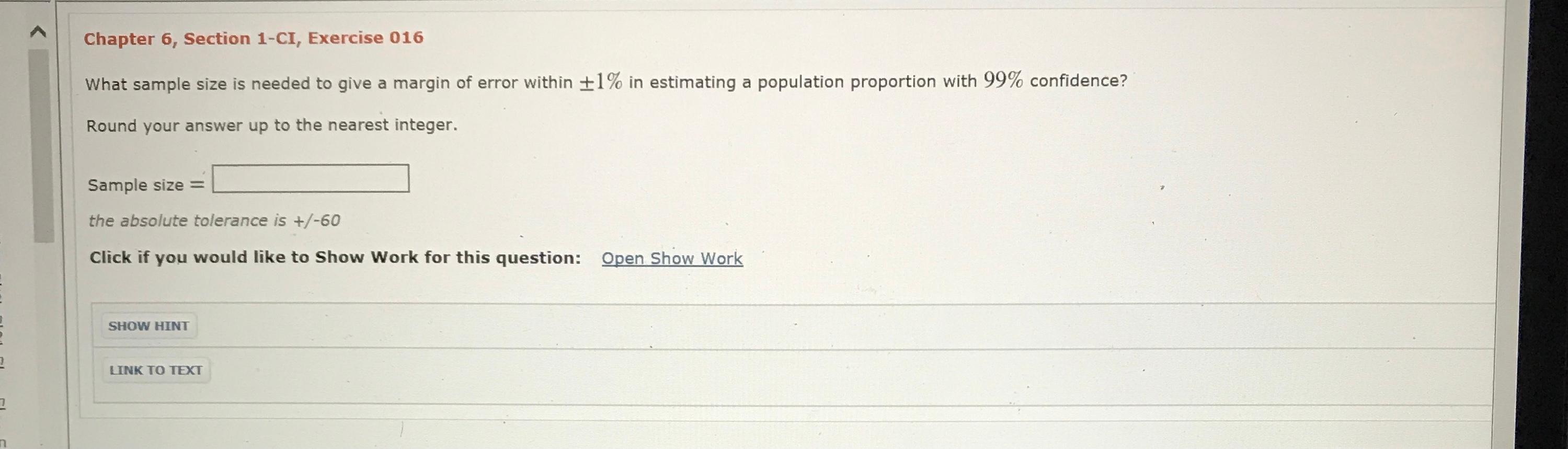 Solved Chapter 6, Section 1-CI, Exercise 016 What sample | Chegg.com